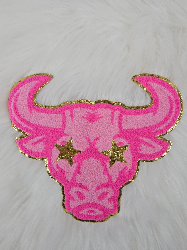 Large Hot Pink Bull Longhorn Rodeo Cow Mascot with Gold Star Eyes ...